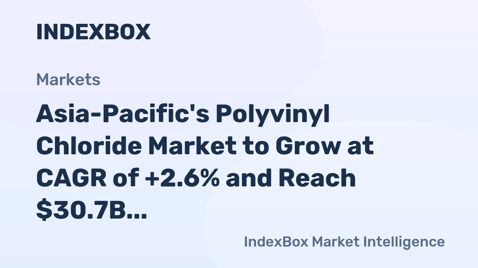 Asia-Pacific's Polyvinyl Chloride Market to Grow at CAGR of +2.6% and Reach $30.7B by 2035