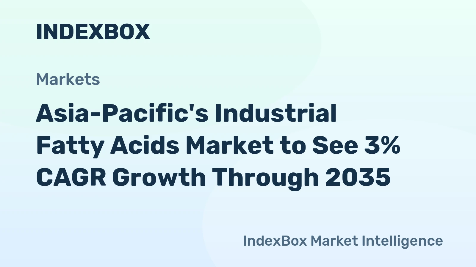 Asia-Pacific's Industrial Fatty Acids Market to See 3% CAGR Growth Through 2035