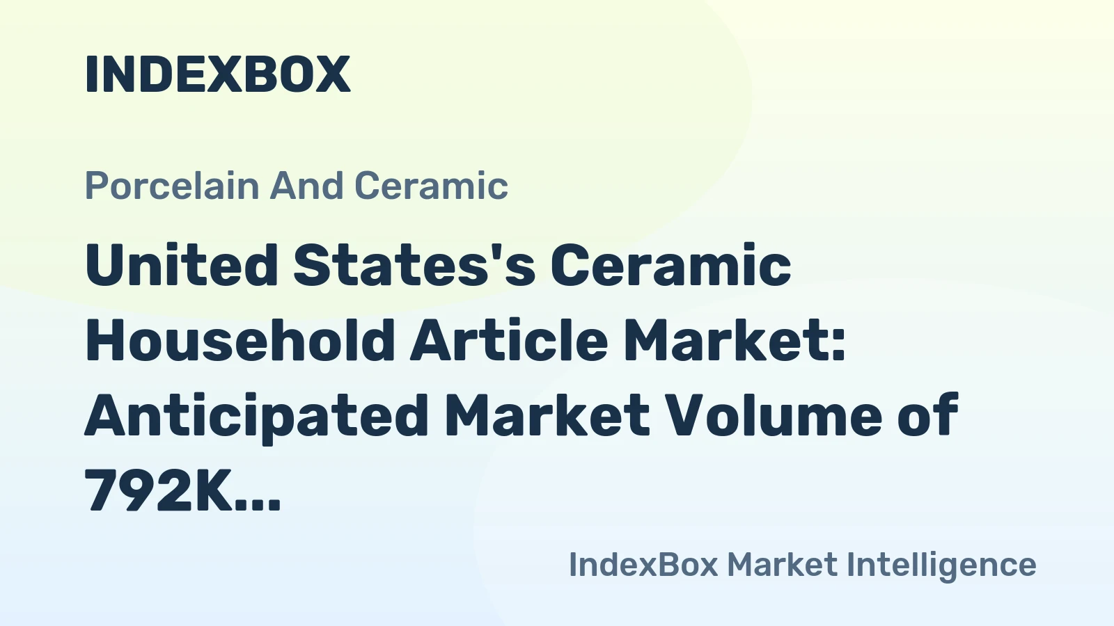 United States's Ceramic Household Article Market: Anticipated Market Volume of 792K Tons and Market Value of $3B by 2035