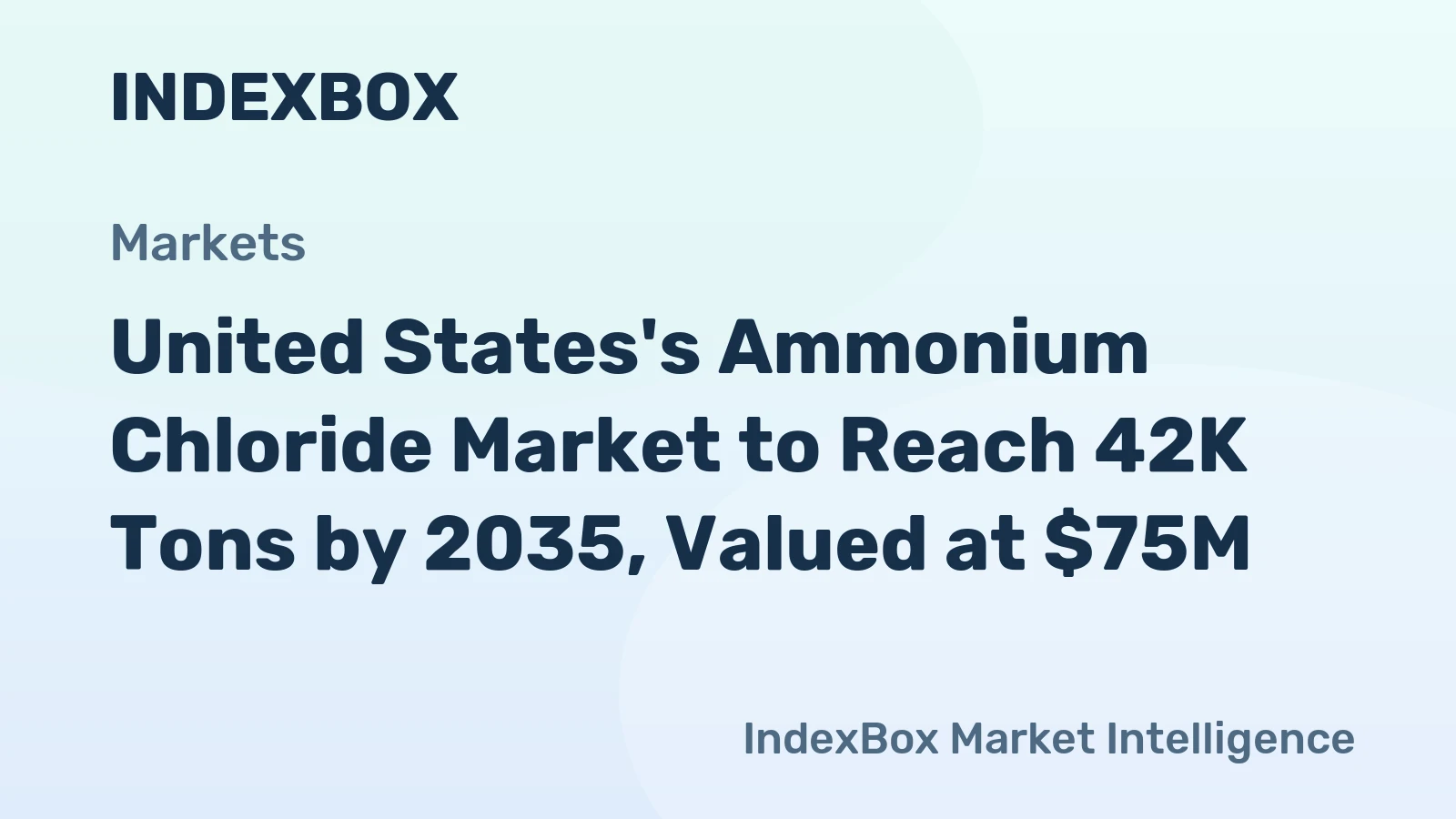 United States's Ammonium Chloride Market to Reach 42K Tons by 2035, Valued at $75M