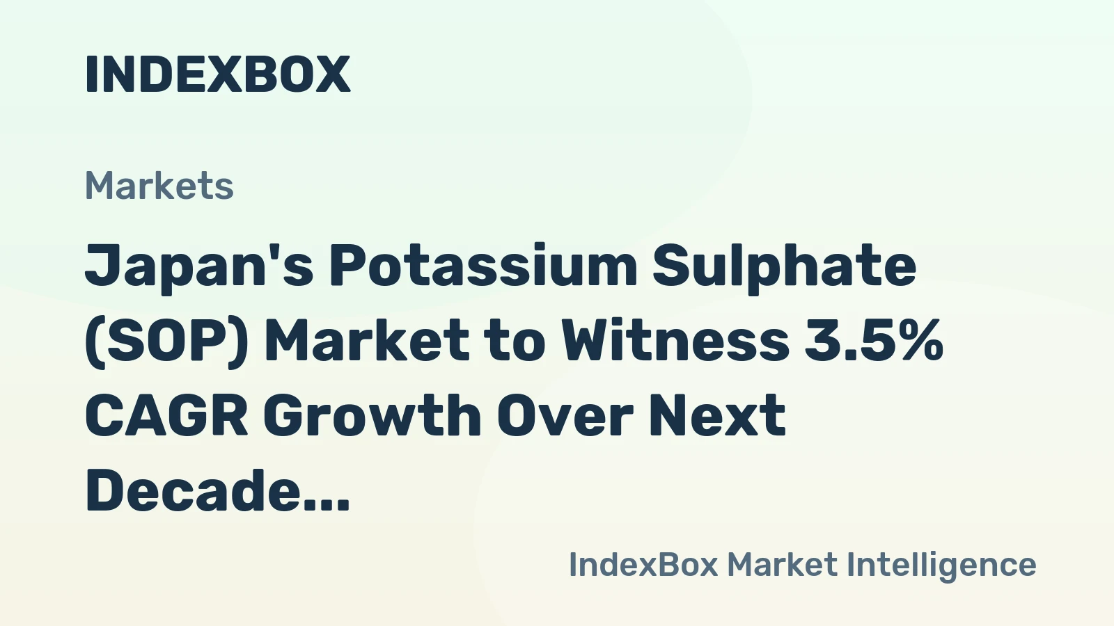 Japan's Potassium Sulphate (SOP) Market to Witness 3.5% CAGR Growth Over Next Decade, Reaching $46M by 2035