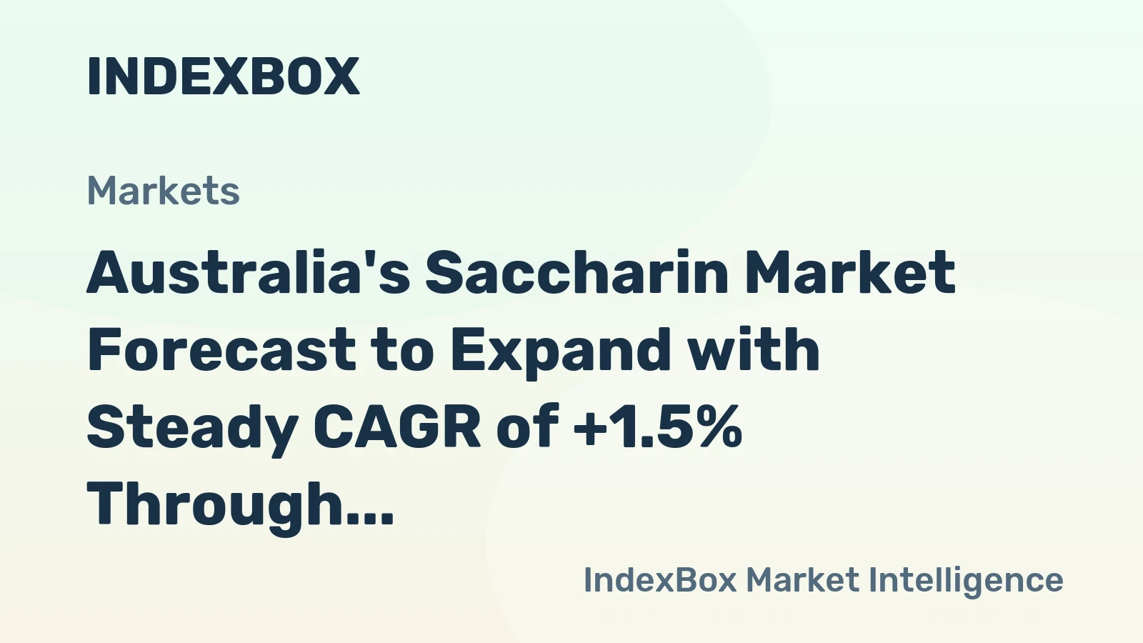 Australia's Saccharin Market Forecast to Expand with Steady CAGR of +1.5% Through 2035