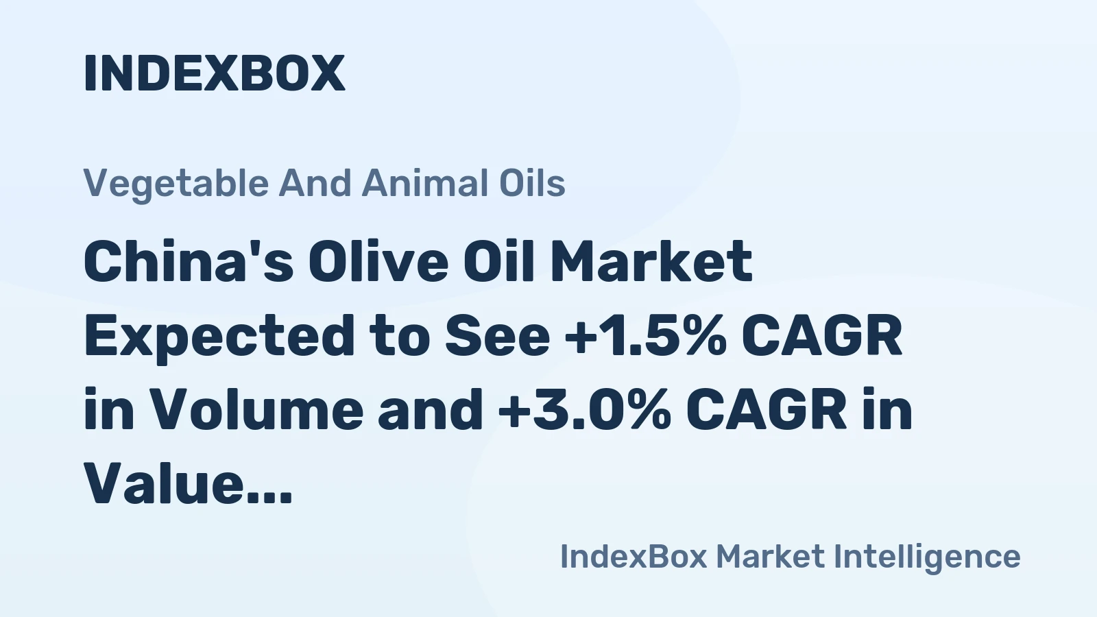 China's Olive Oil Market Expected to See +1.5% CAGR in Volume and +3.0% CAGR in Value from 2024 to 2035