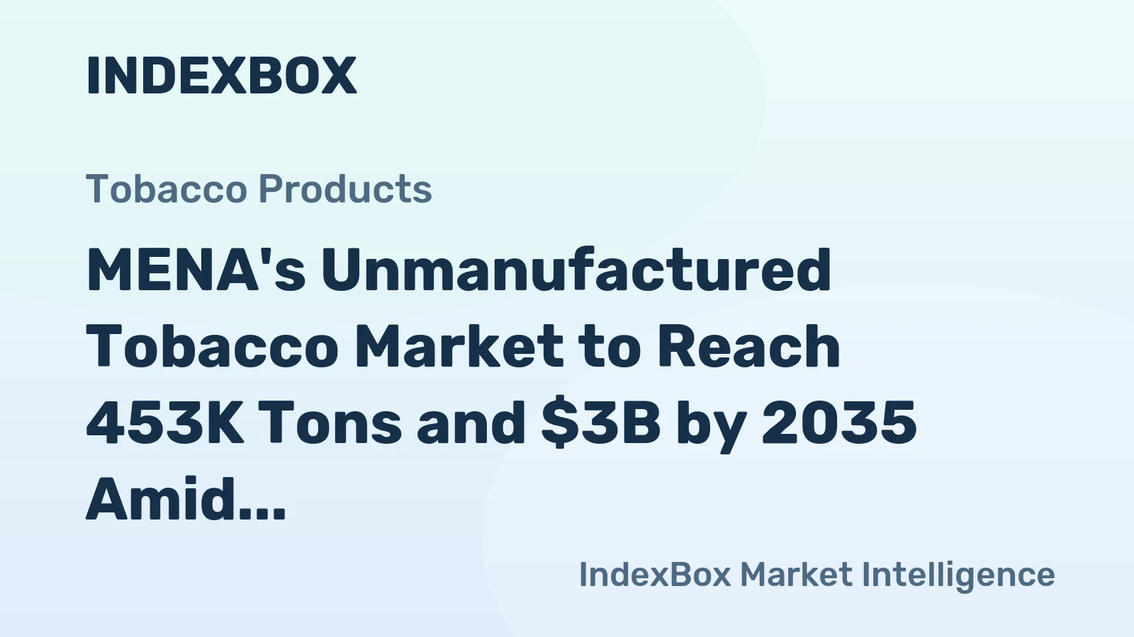 MENA's Unmanufactured Tobacco Market to Reach 453K Tons and $3B by 2035 Amid Slowing Growth