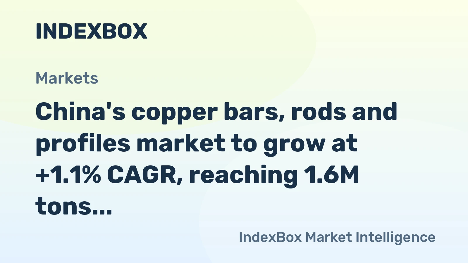 China's copper bars, rods and profiles market to grow at +1.1% CAGR, reaching 1.6M tons by 2035