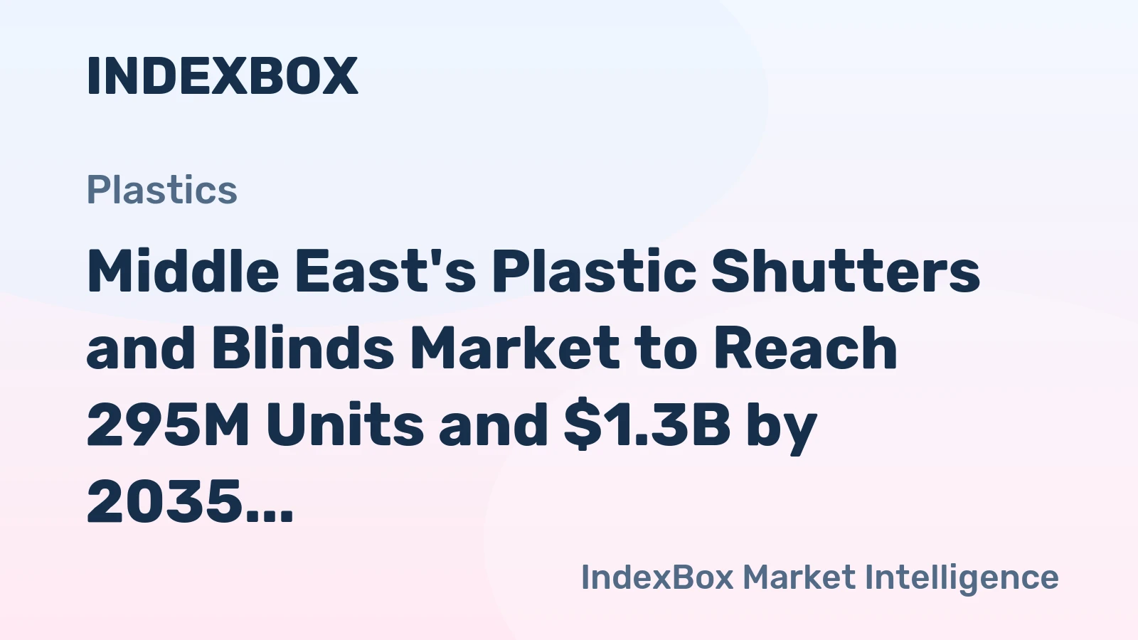 Middle East's Plastic Shutters and Blinds Market to Reach 295M Units and $1.3B by 2035