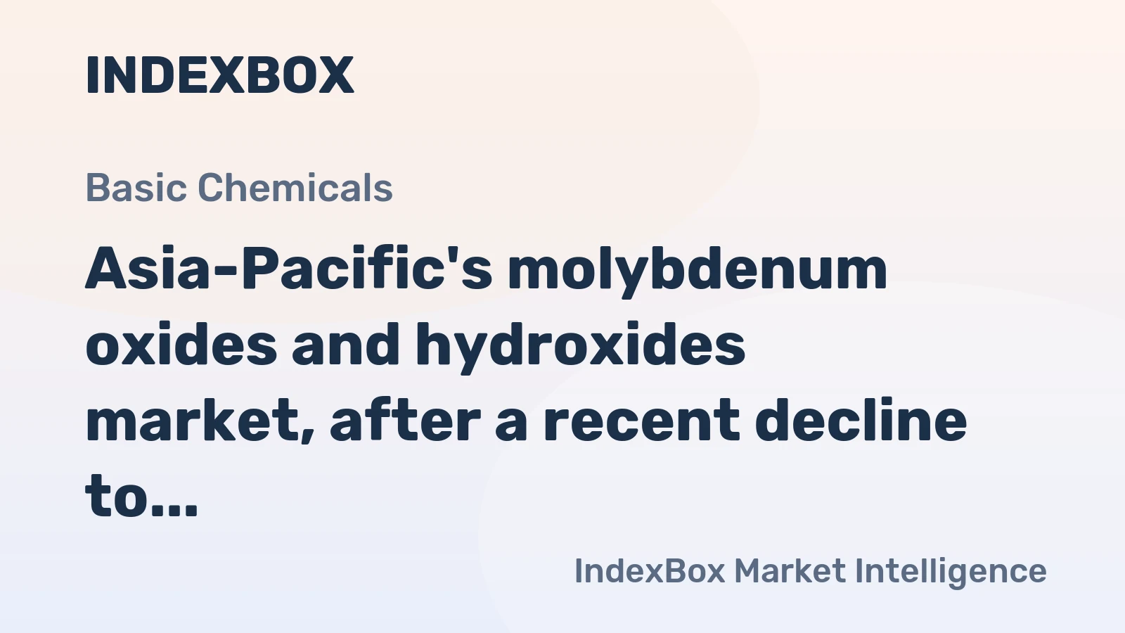 Asia-Pacific's molybdenum oxides and hydroxides market, after a recent decline to 20K tons and $394M, is forecast to grow to 21K tons and $452M by 2035.