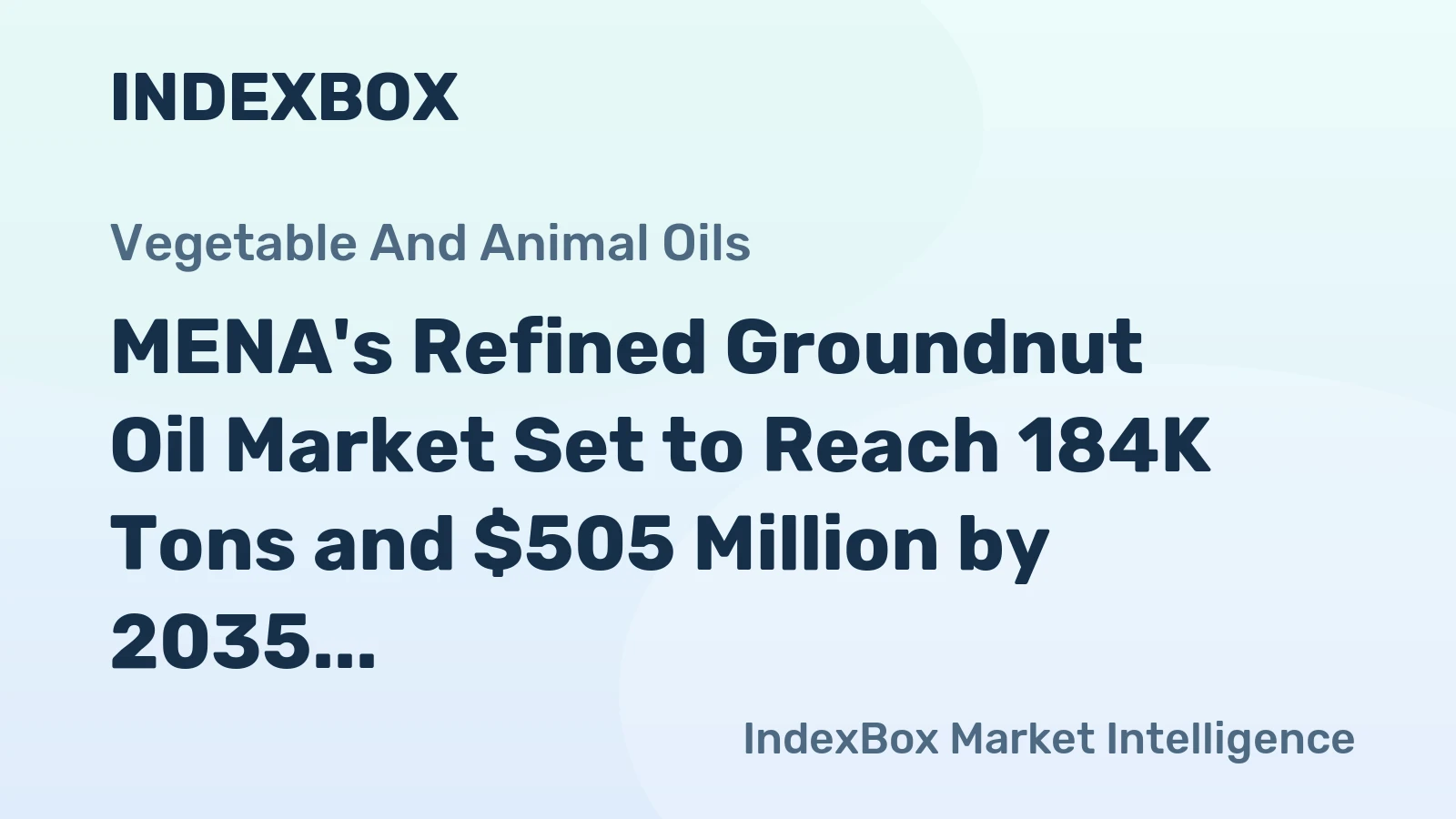 MENA's Refined Groundnut Oil Market Set to Reach 184K Tons and $505 Million by 2035