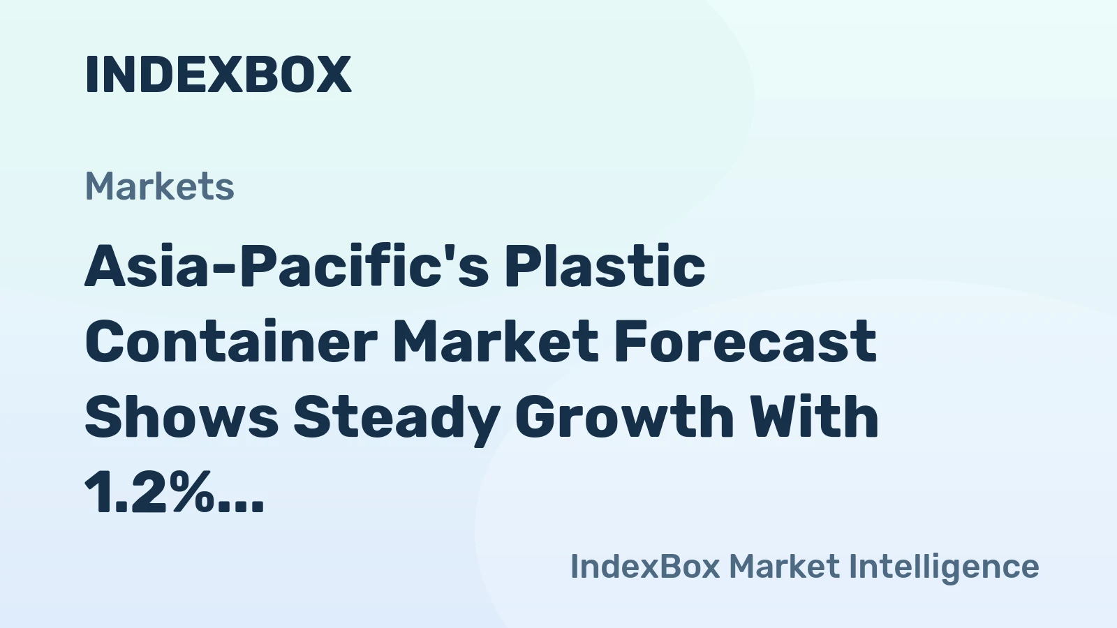 Asia-Pacific's Plastic Container Market Forecast Shows Steady Growth With 1.2% CAGR Through 2035