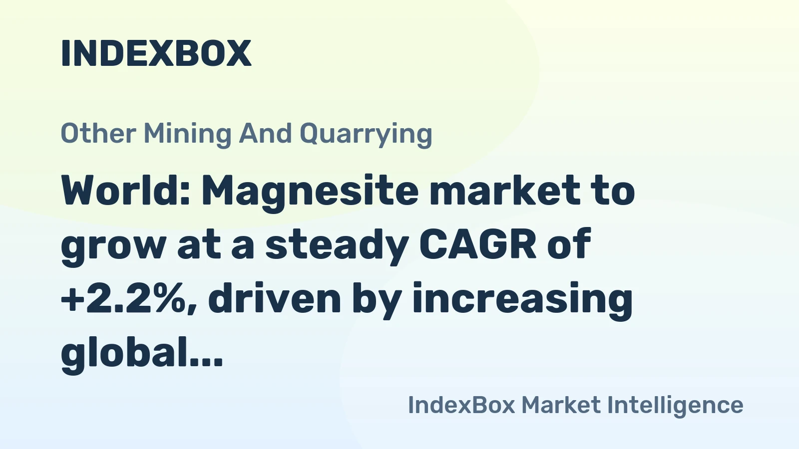 World: Magnesite market to grow at a steady CAGR of +2.2%, driven by increasing global demand and projected to reach 38M tons by 2035.