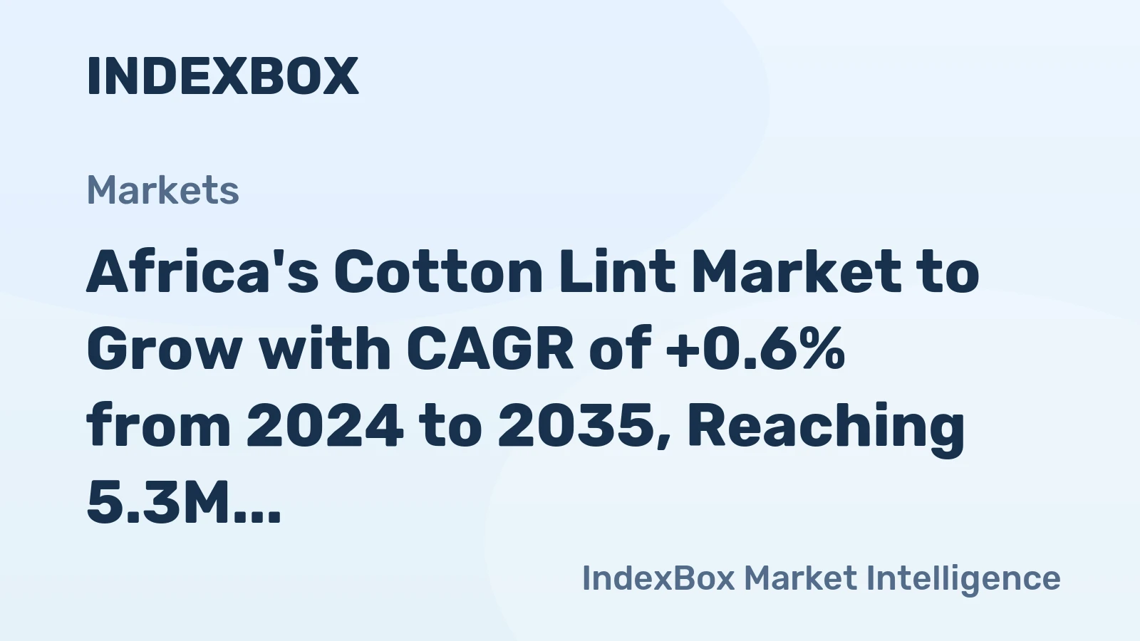 Africa's Cotton Lint Market to Grow with CAGR of +0.6% from 2024 to 2035, Reaching 5.3M Tons