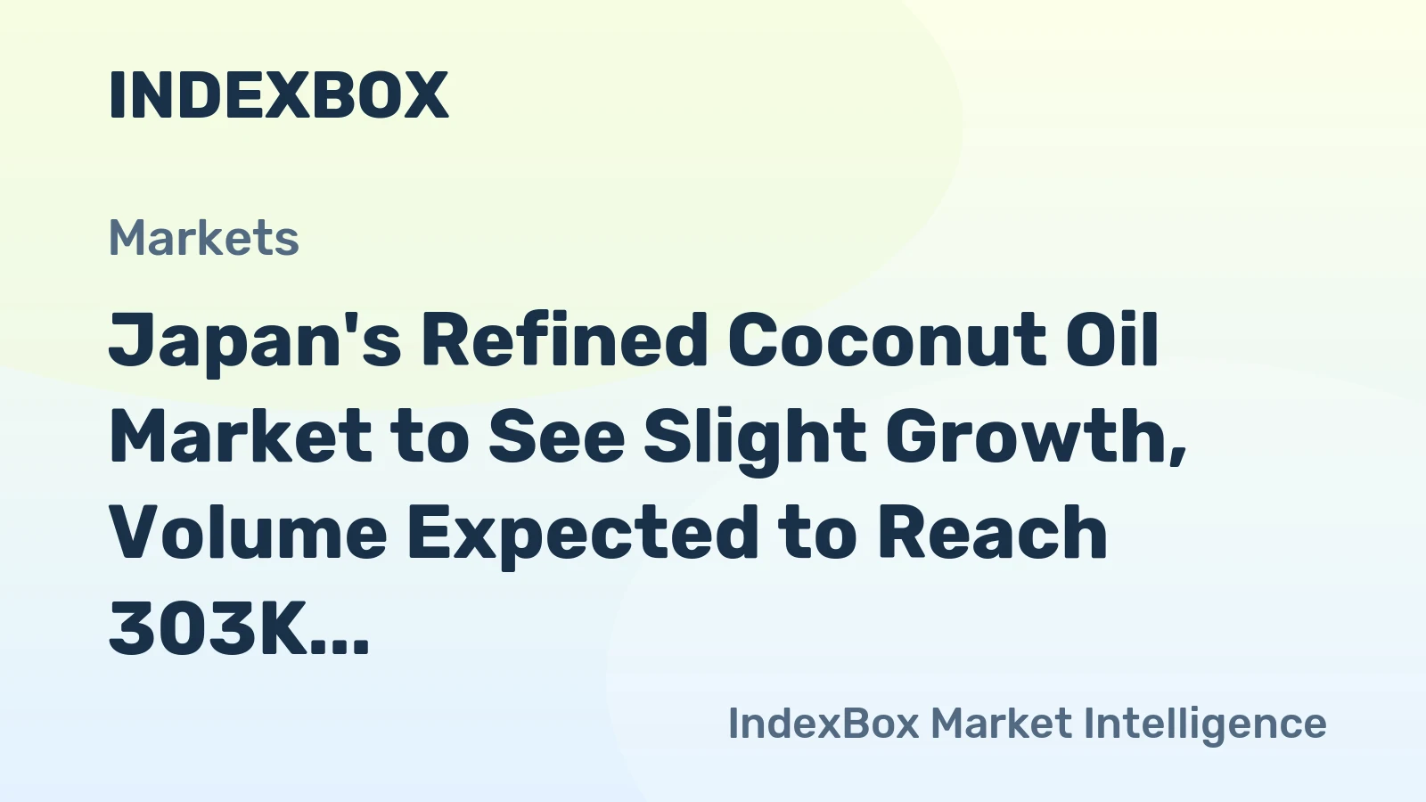 Japan's Refined Coconut Oil Market to See Slight Growth, Volume Expected to Reach 303K tons by 2035