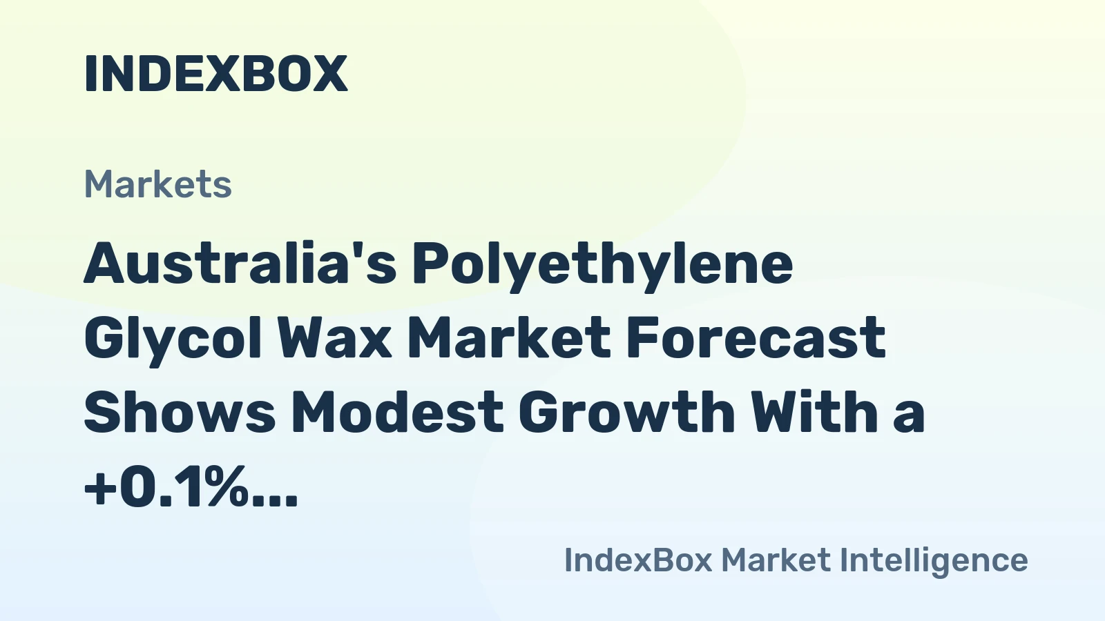 Australia's Polyethylene Glycol Wax Market Forecast Shows Modest Growth With a +0.1% Volume CAGR