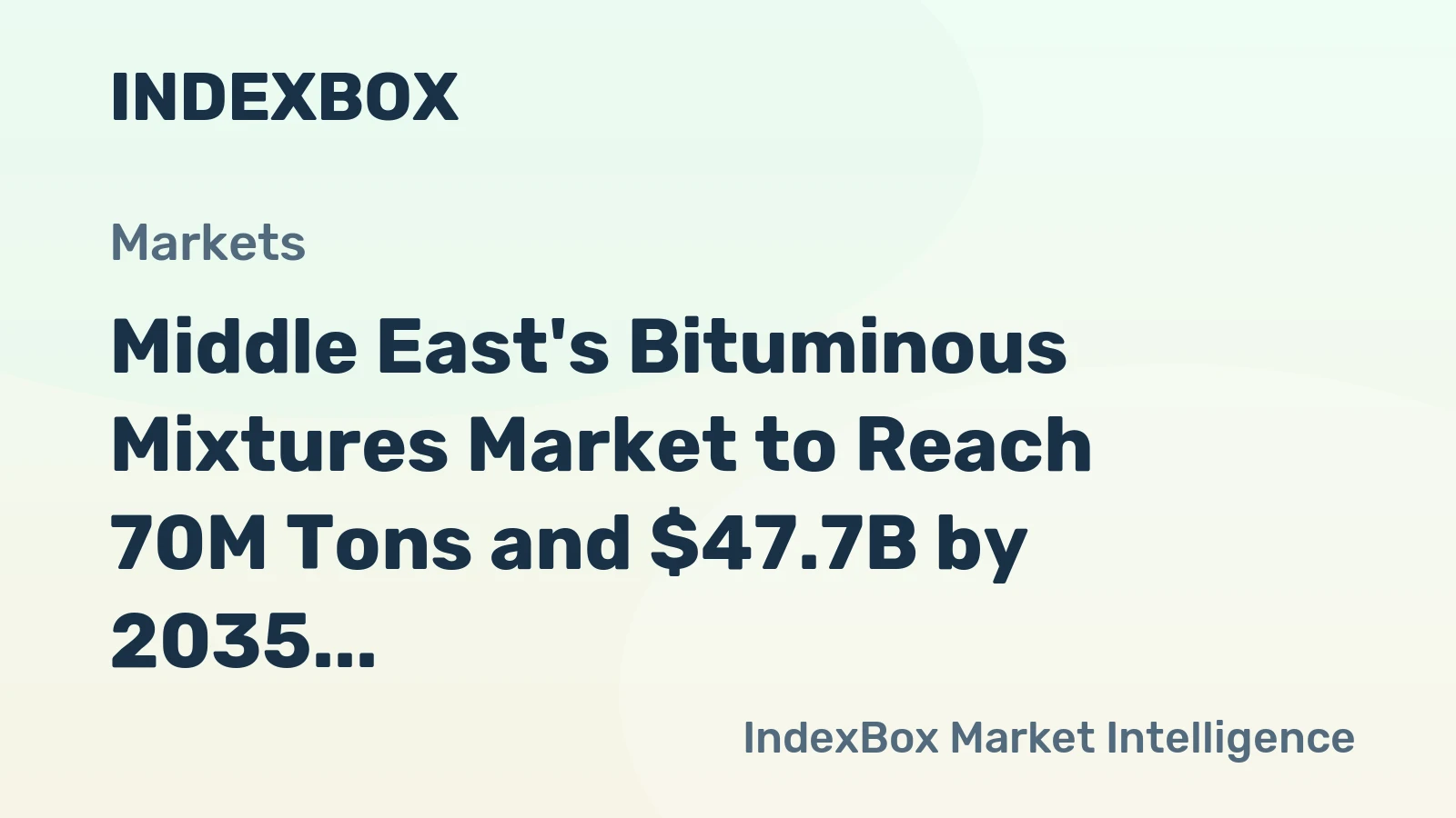 Middle East's Bituminous Mixtures Market to Reach 70M Tons and $47.7B by 2035, with +1.9% in Volume and +2.6% in Value Growth