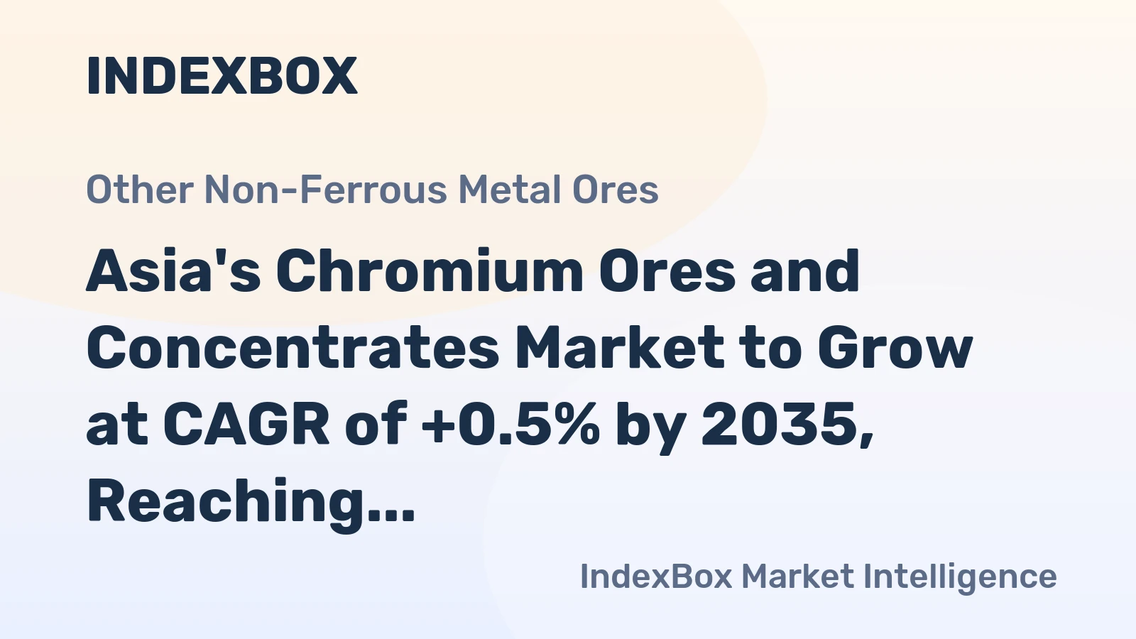 Asia's Chromium Ores and Concentrates Market to Grow at CAGR of +0.5% by 2035, Reaching $12.9B