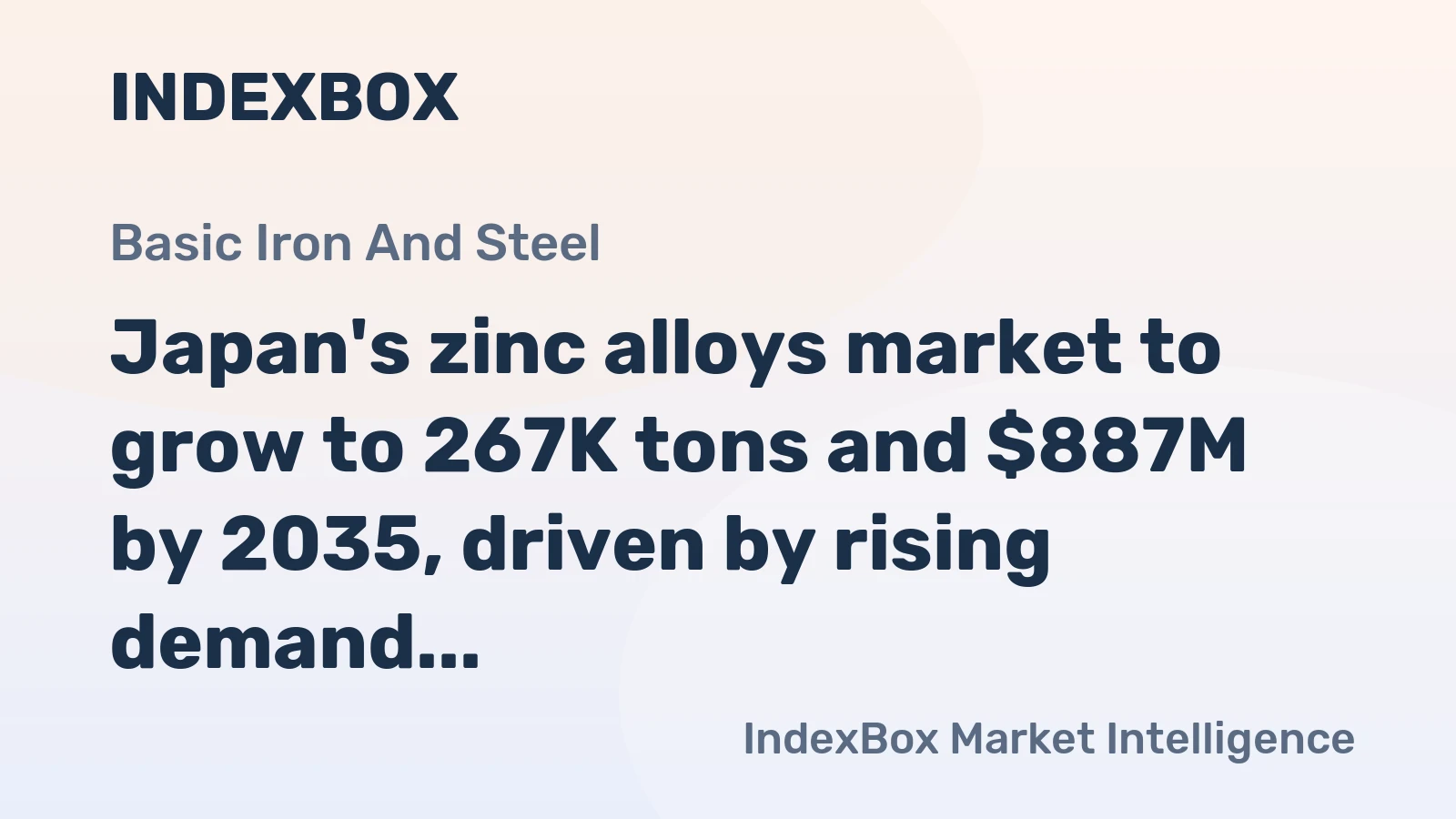 Japan's zinc alloys market to grow to 267K tons and $887M by 2035, driven by rising demand.