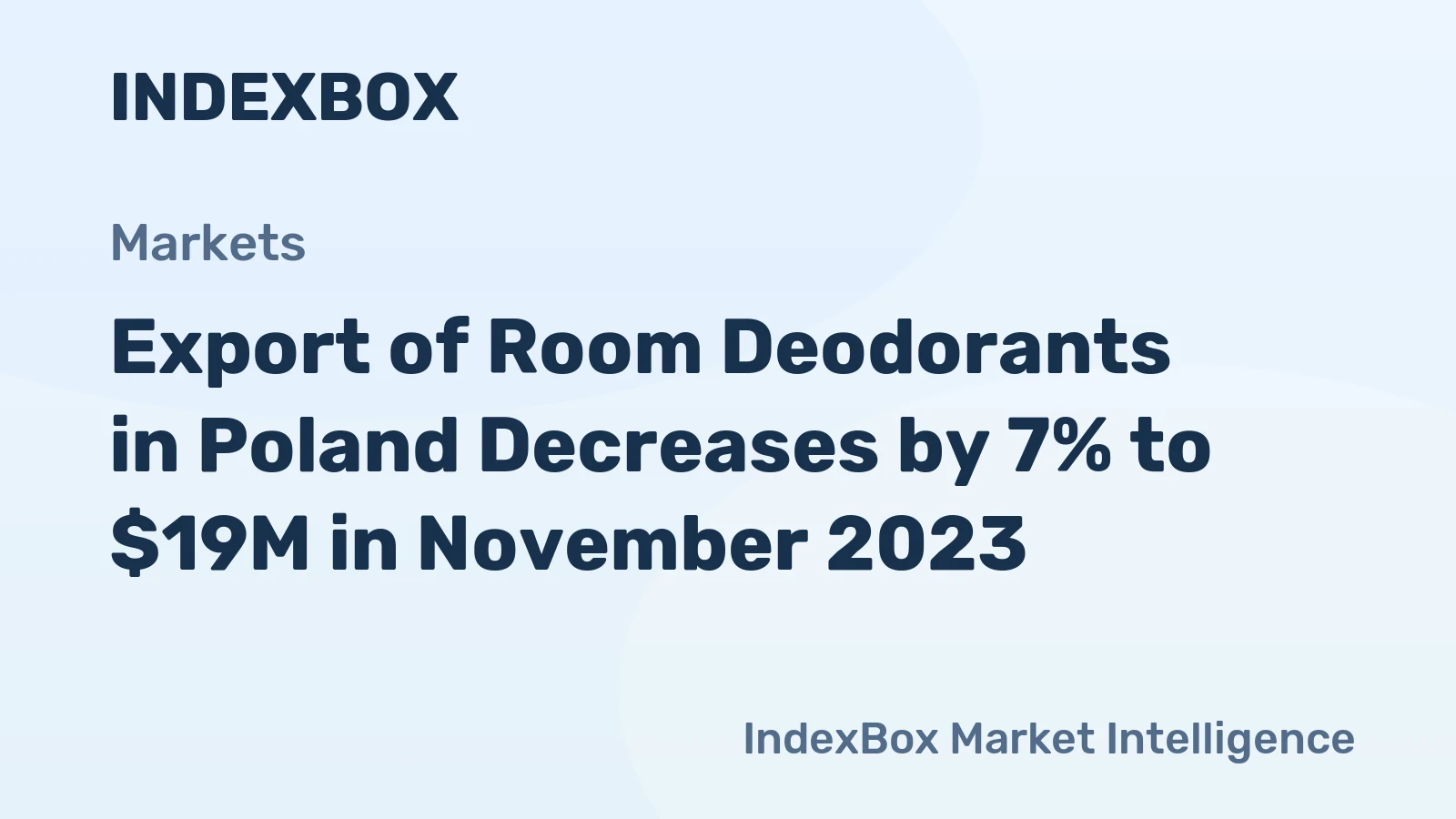 Export of Room Deodorants in Poland Decreases by 7% to $19M in November 2023