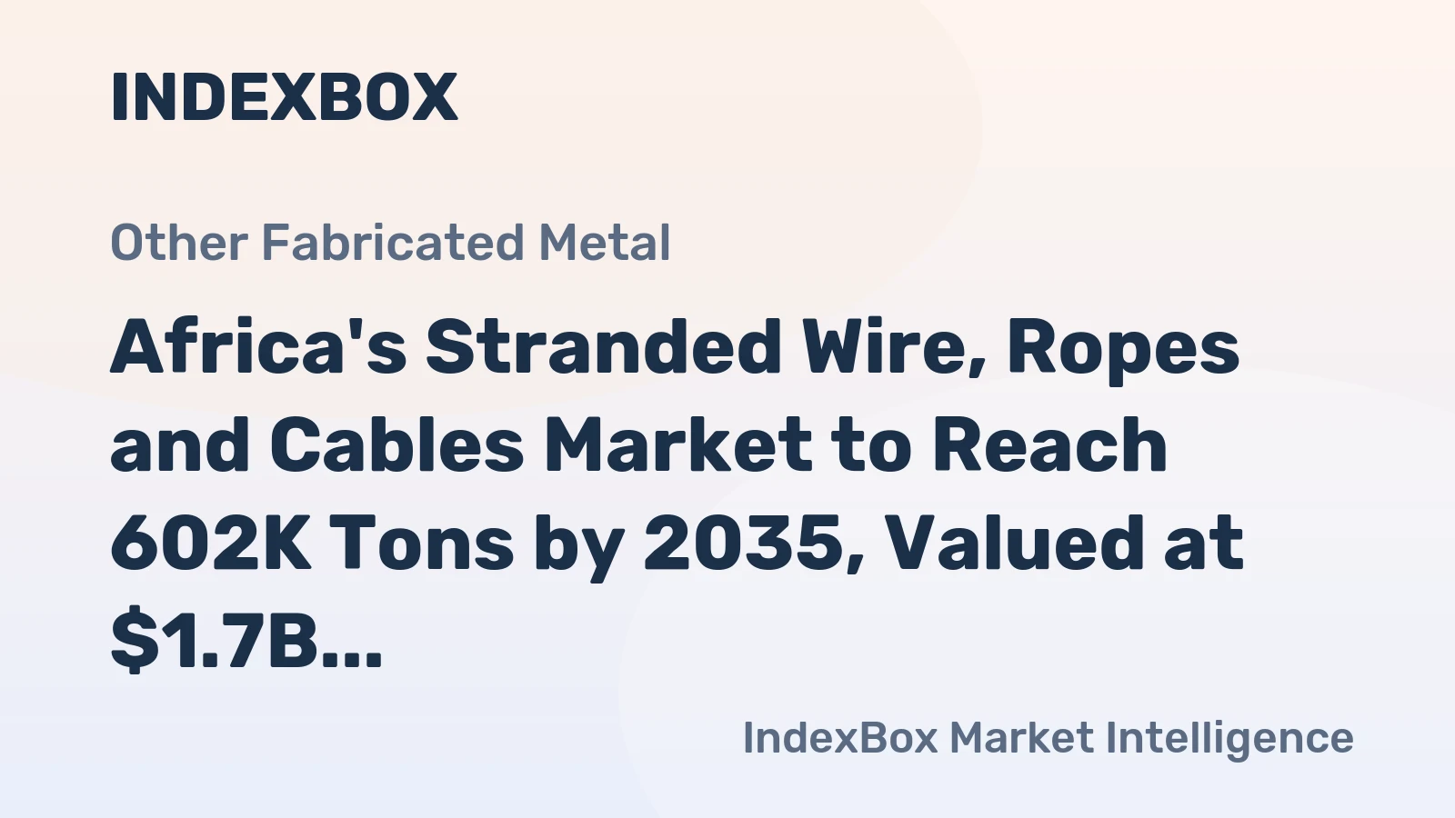 Africa's Stranded Wire, Ropes and Cables Market to Reach 602K Tons by 2035, Valued at $1.7B