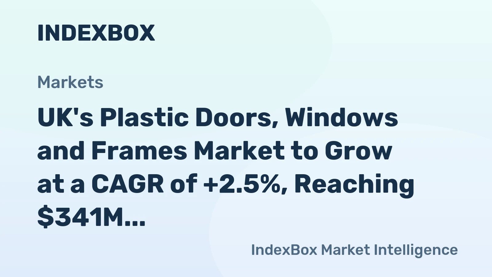 UK's Plastic Doors, Windows and Frames Market to Grow at a CAGR of +2.5%, Reaching $341M by 2035