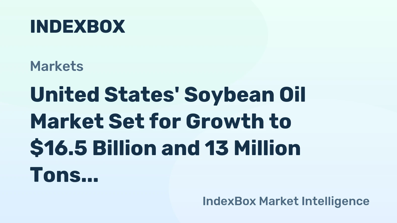United States' Soybean Oil Market Set for Growth to $16.5 Billion and 13 Million Tons by 2035
