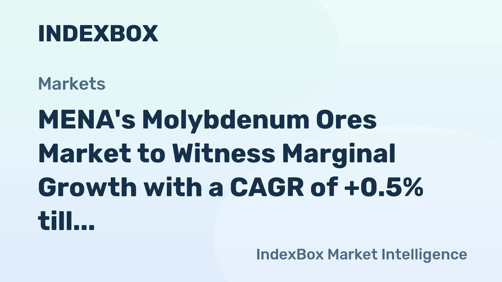MENA's Molybdenum Ores Market to Witness Marginal Growth with a CAGR of +0.5% till 2035