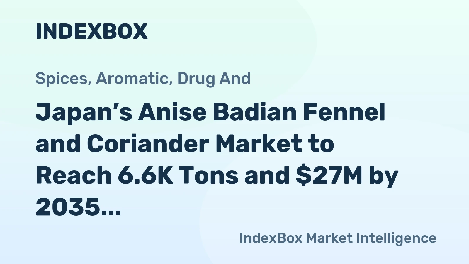 Japan’s Anise Badian Fennel and Coriander Market to Reach 6.6K Tons and $27M by 2035