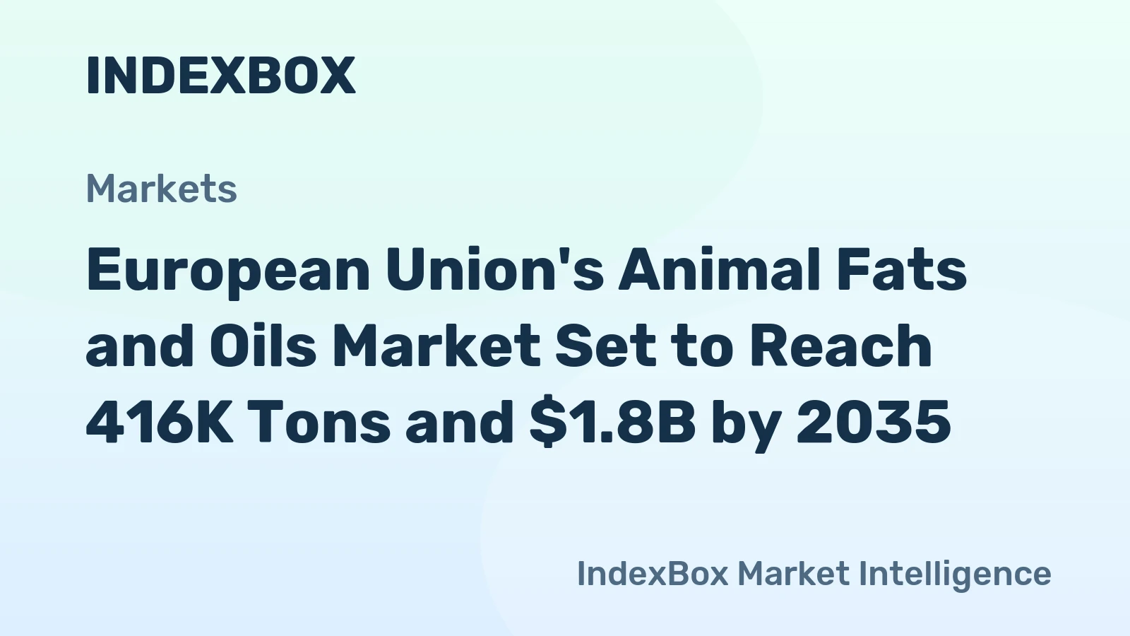 European Union's Animal Fats and Oils Market Set to Reach 416K Tons and $1.8B by 2035