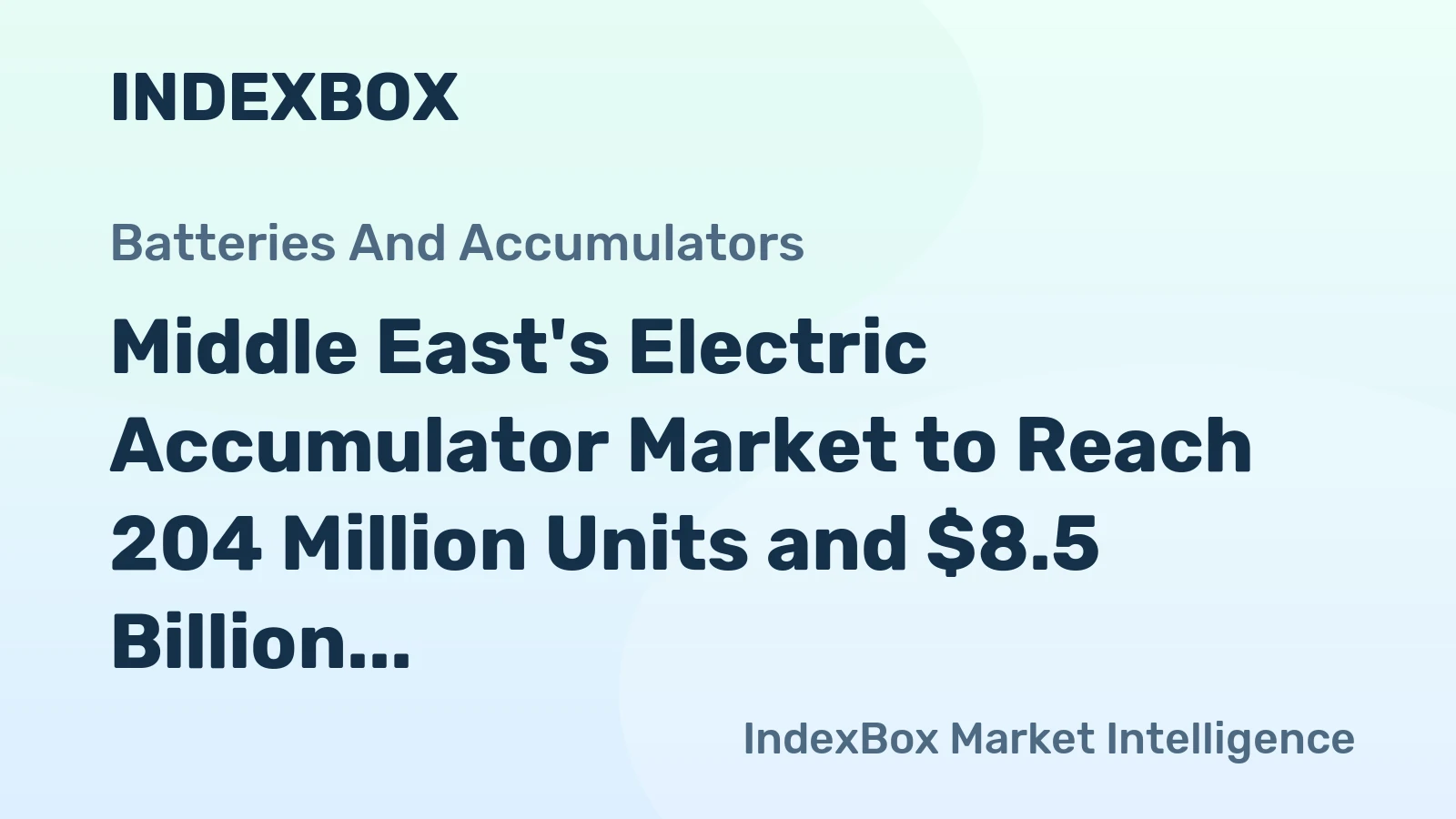 Middle East's Electric Accumulator Market to Reach 204 Million Units and $8.5 Billion by 2035