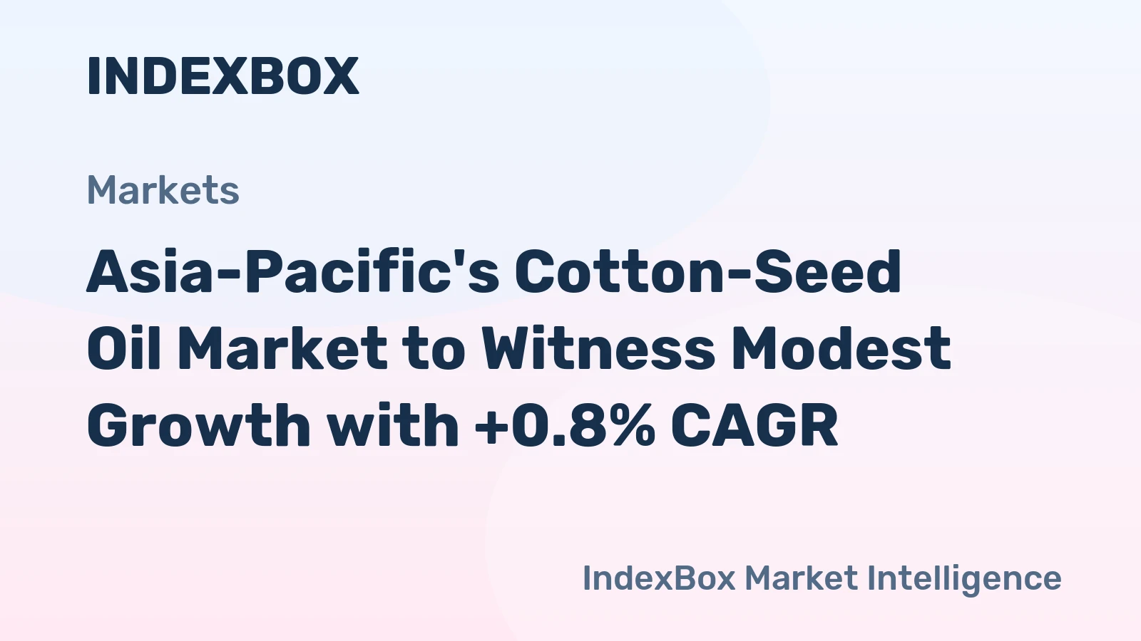 Asia-Pacific's Cotton-Seed Oil Market to Witness Modest Growth with +0.8% CAGR