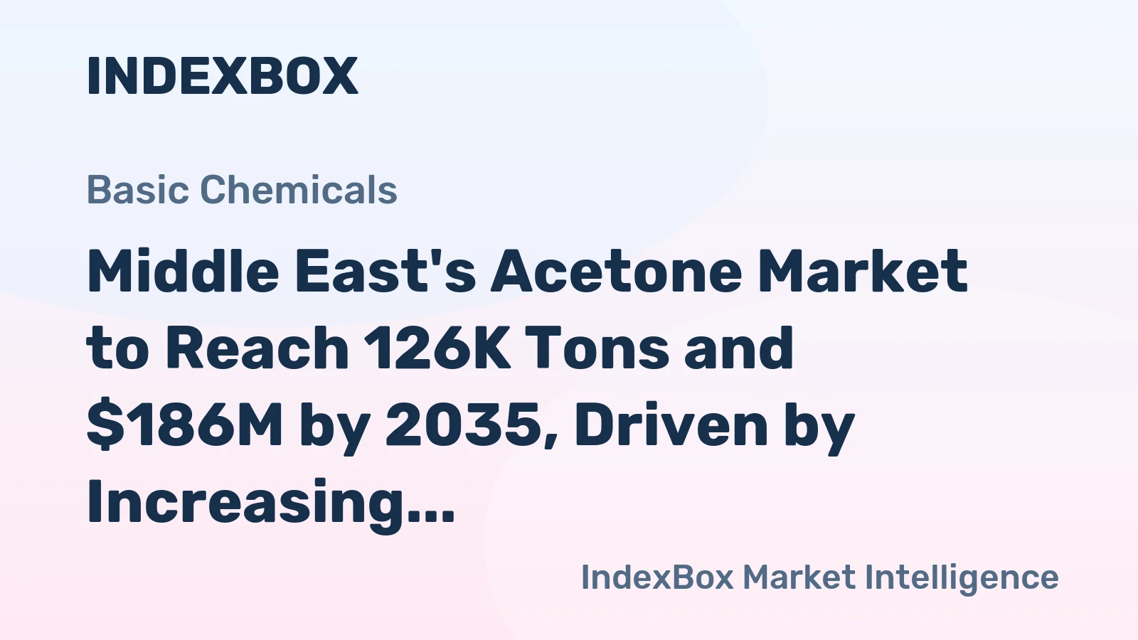 Middle East's Acetone Market to Reach 126K Tons and $186M by 2035, Driven by Increasing Demand