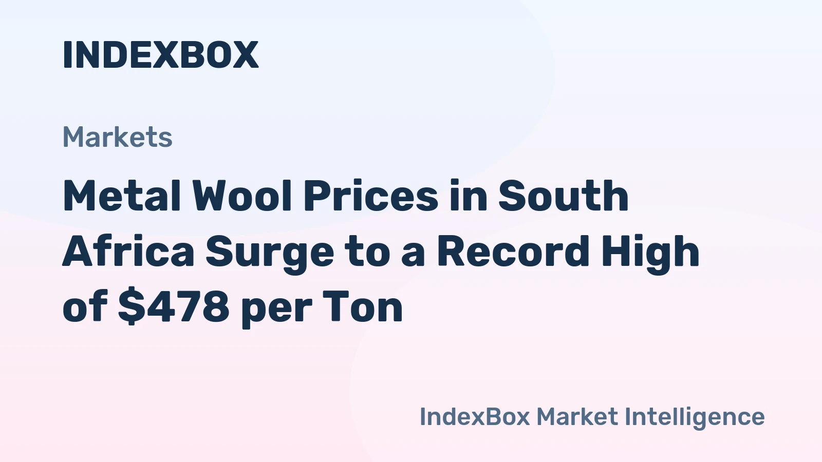 Metal Wool Prices in South Africa Surge to a Record High of $478 per Ton