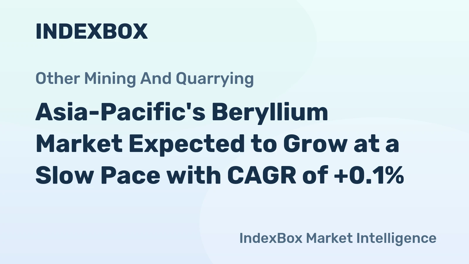 Asia-Pacific's Beryllium Market Expected to Grow at a Slow Pace with CAGR of +0.1%