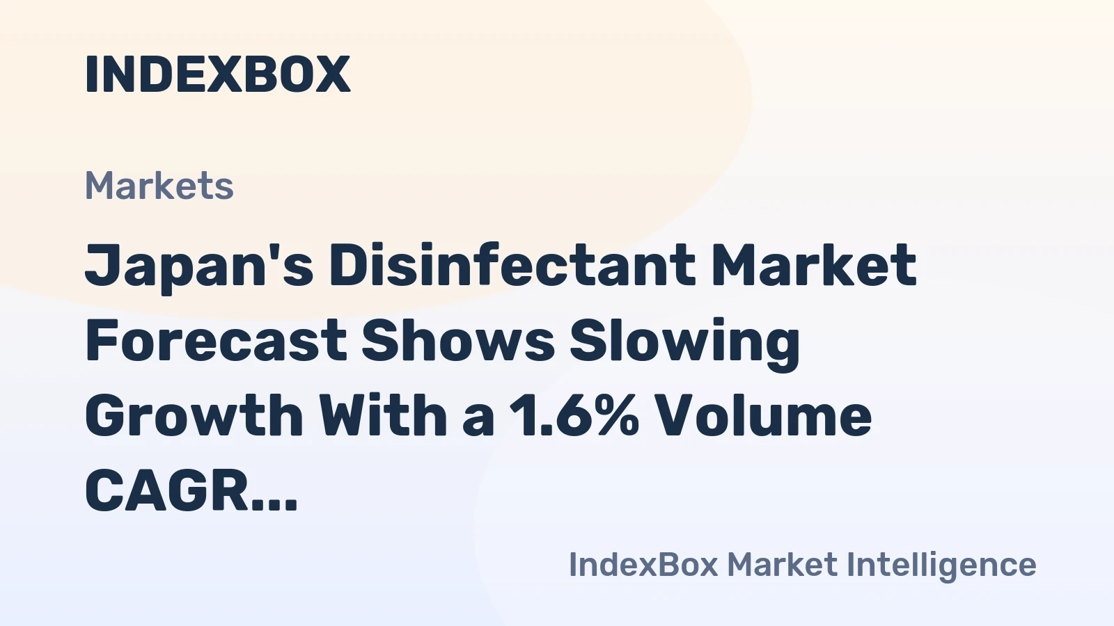 Japan's Disinfectant Market Forecast Shows Slowing Growth With a 1.6% Volume CAGR