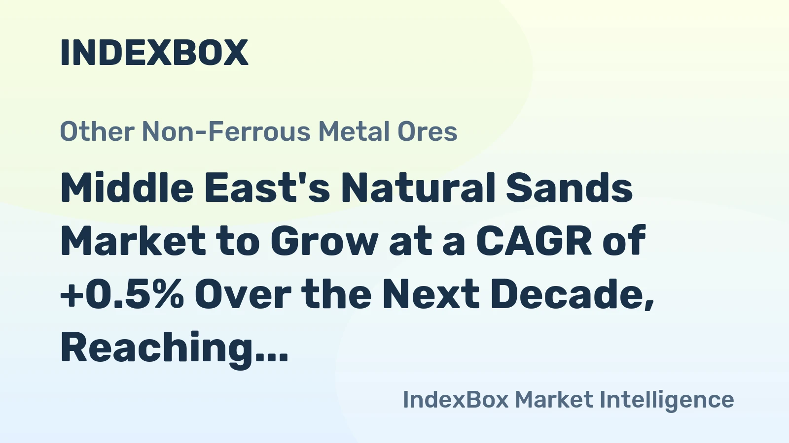 Middle East's Natural Sands Market to Grow at a CAGR of +0.5% Over the Next Decade, Reaching $7.1B by 2035