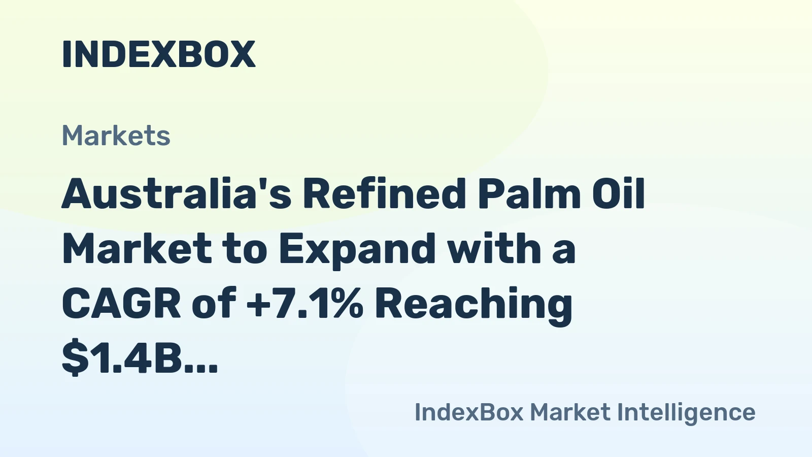 Australia's Refined Palm Oil Market to Expand with a CAGR of +7.1% Reaching $1.4B by 2035