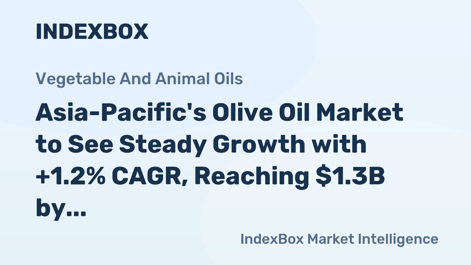 Asia-Pacific's Olive Oil Market to See Steady Growth with +1.2% CAGR, Reaching $1.3B by 2035
