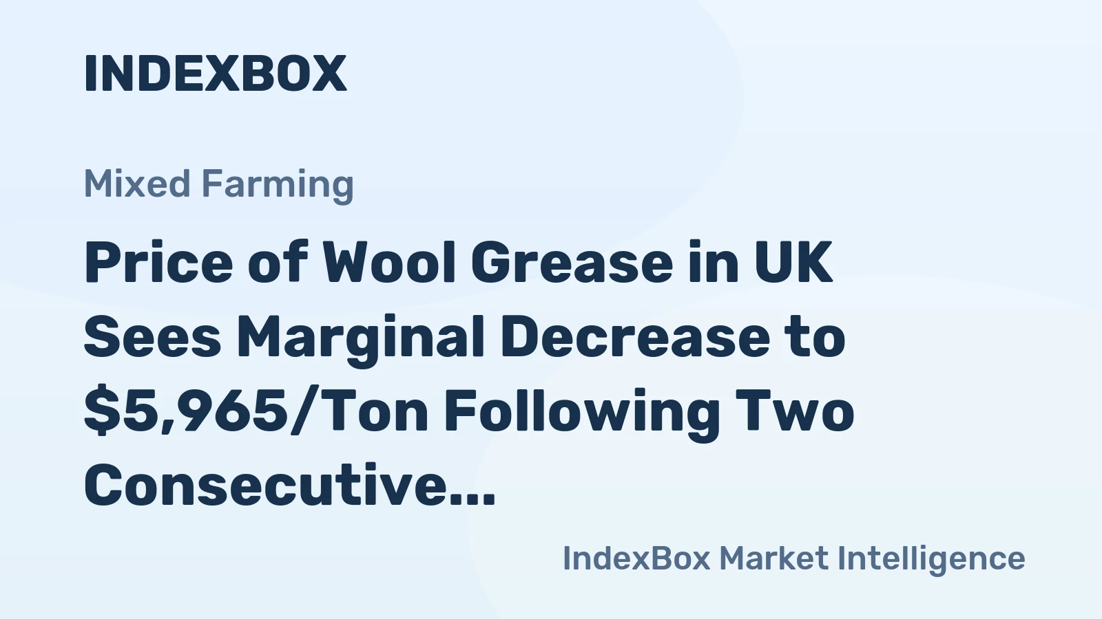 Price of Wool Grease in UK Sees Marginal Decrease to $5,965/Ton Following Two Consecutive Months of Contraction.