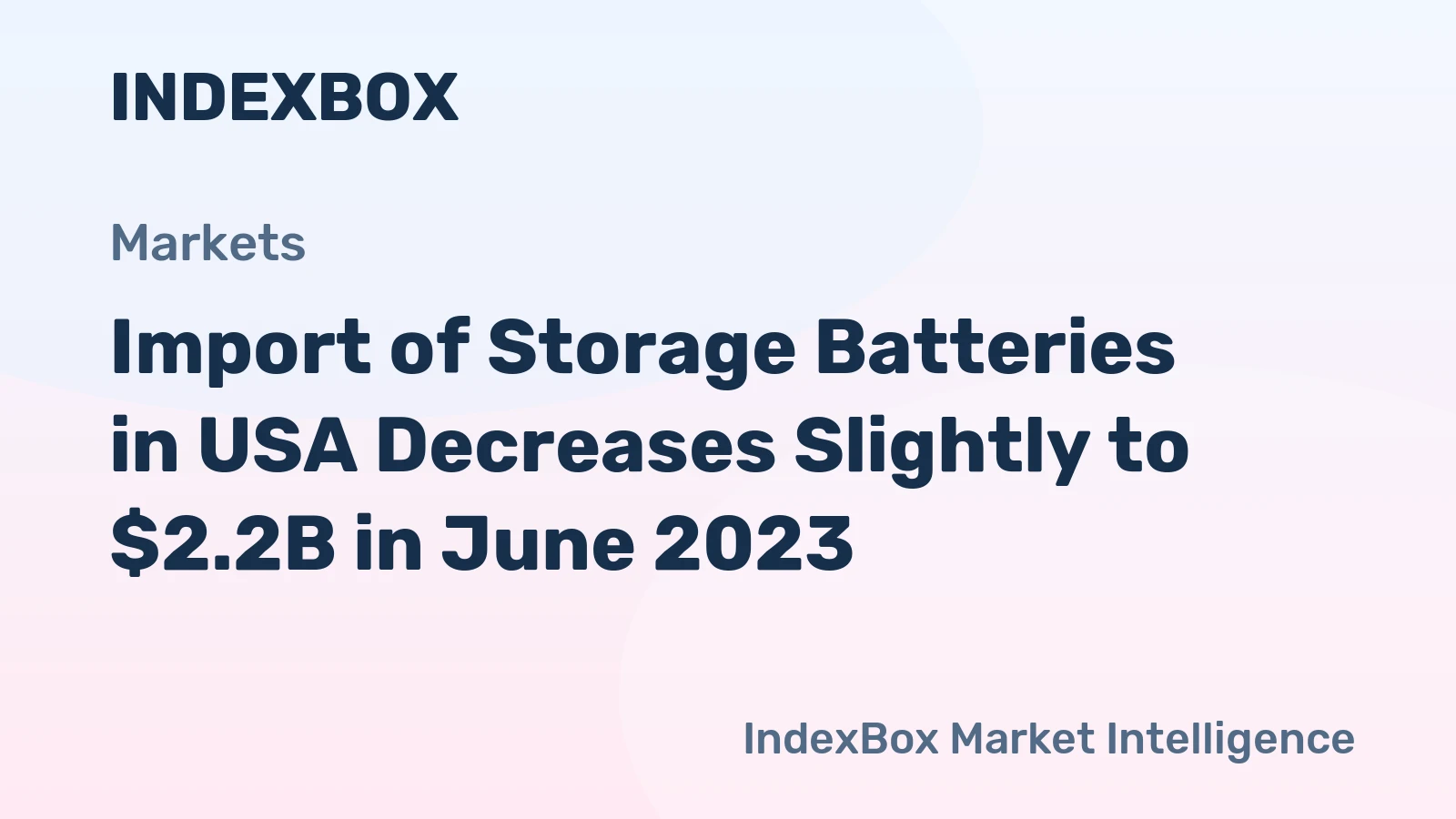 Import of Storage Batteries in USA Decreases Slightly to $2.2B in June 2023