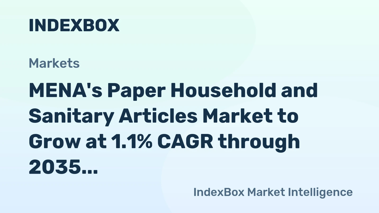 MENA's Paper Household and Sanitary Articles Market to Grow at 1.1% CAGR through 2035