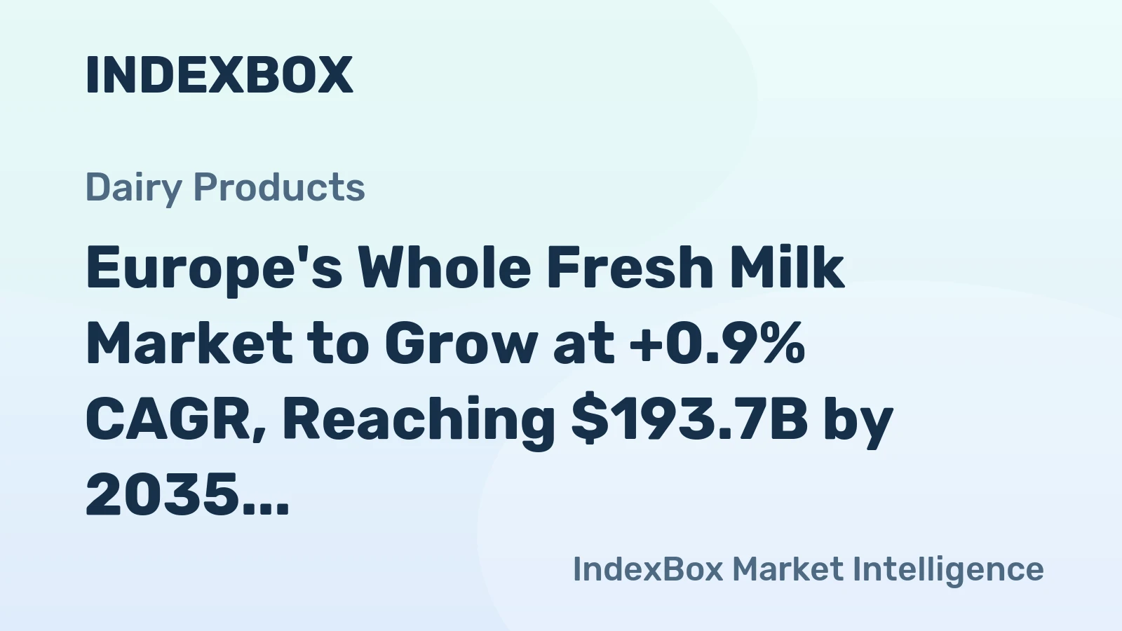 Europe's Whole Fresh Milk Market to Grow at +0.9% CAGR, Reaching $193.7B by 2035