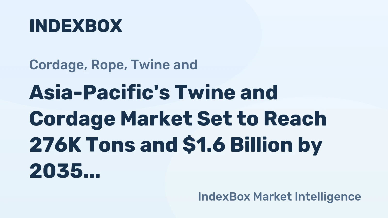 Asia-Pacific's Twine and Cordage Market Set to Reach 276K Tons and $1.6 Billion by 2035