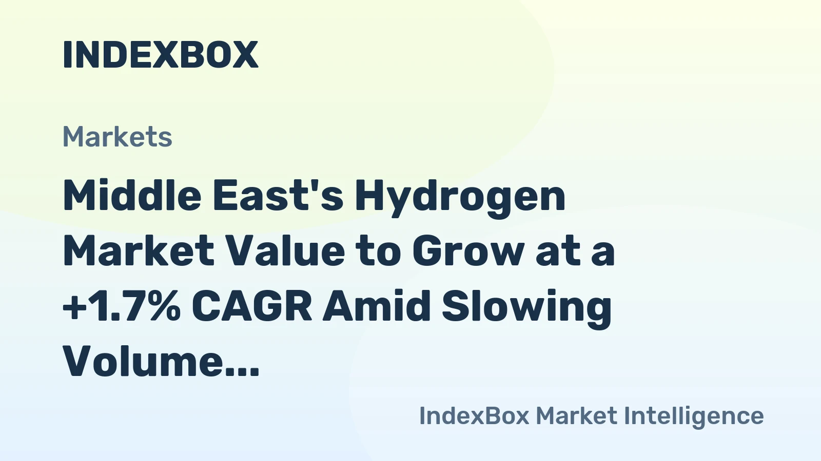 Middle East's Hydrogen Market Value to Grow at a +1.7% CAGR Amid Slowing Volume Expansion