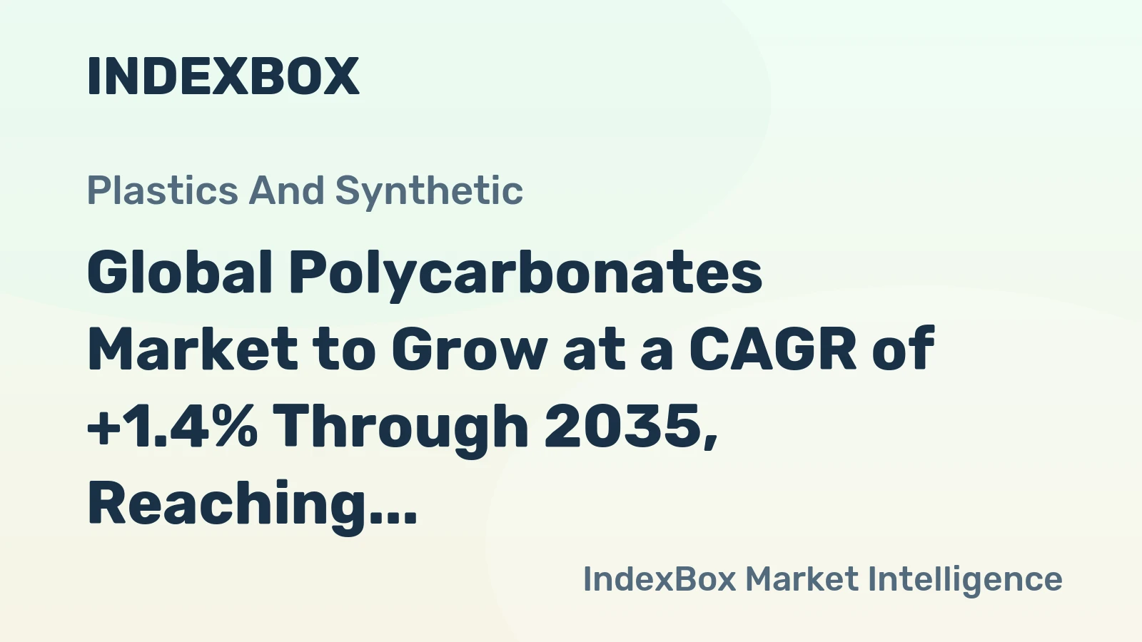 Global Polycarbonates Market to Grow at a CAGR of +1.4% Through 2035, Reaching $33.7 Billion