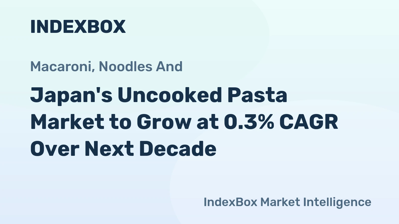 Japan's Uncooked Pasta Market to Grow at 0.3% CAGR Over Next Decade