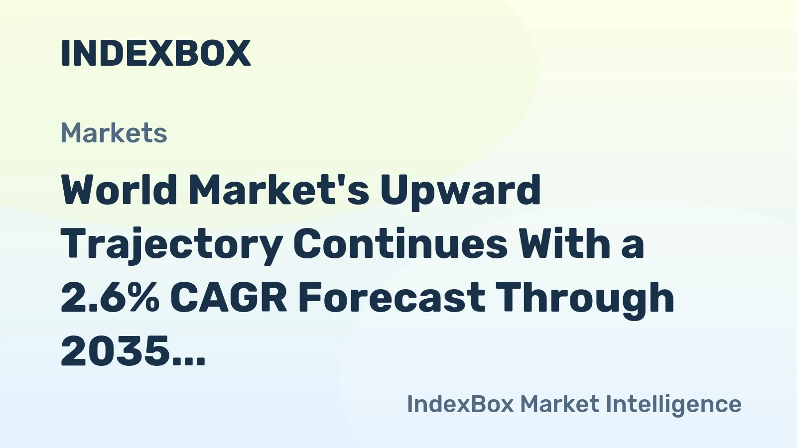 World Market's Upward Trajectory Continues With a 2.6% CAGR Forecast Through 2035