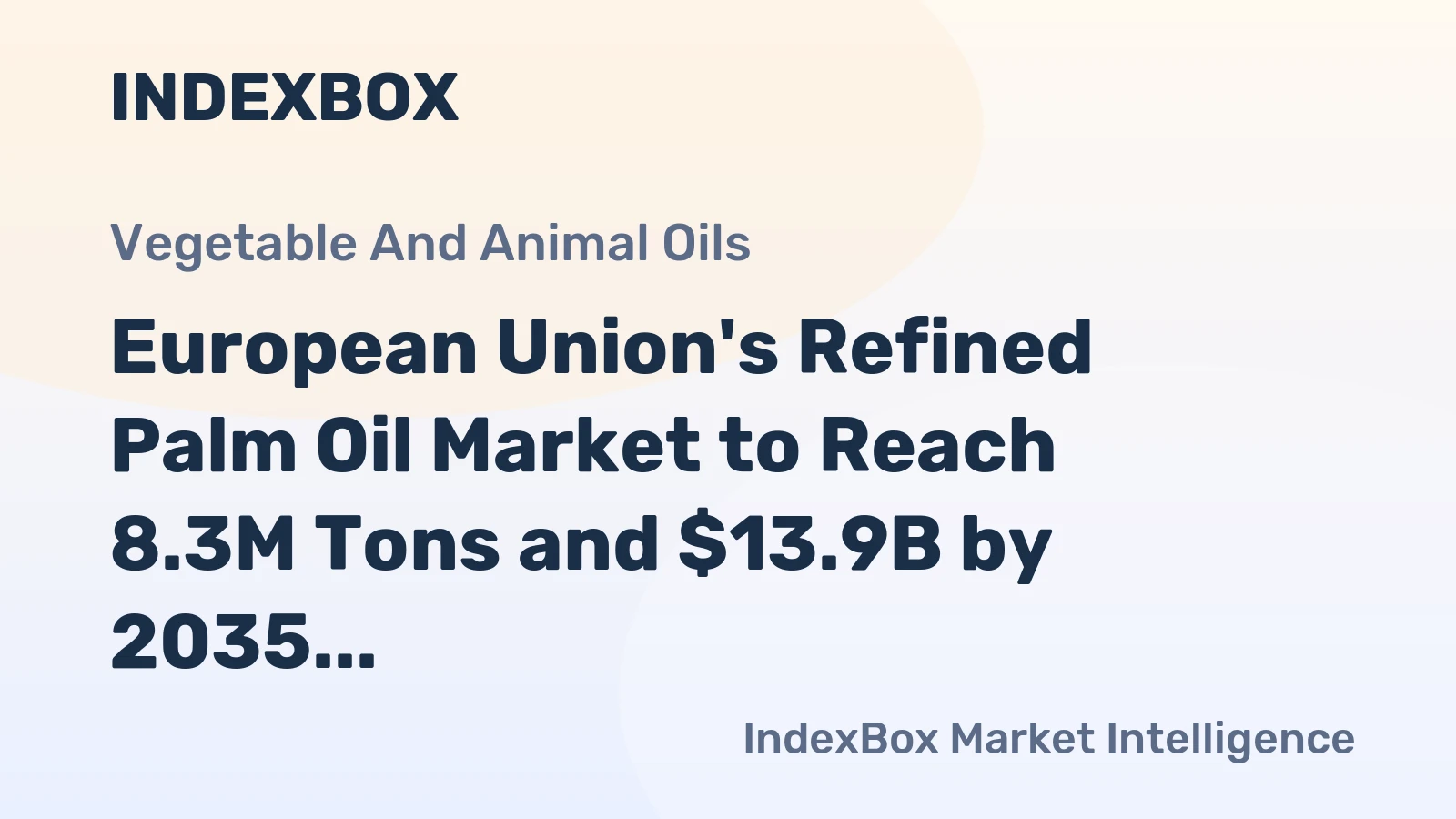 European Union's Refined Palm Oil Market to Reach 8.3M Tons and $13.9B by 2035
