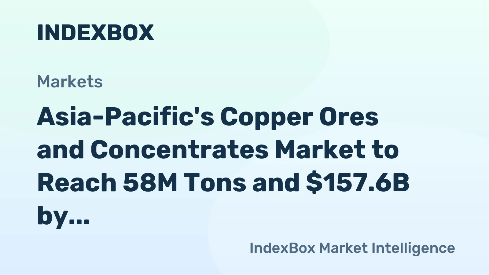 Asia-Pacific's Copper Ores and Concentrates Market to Reach 58M Tons and $157.6B by 2035