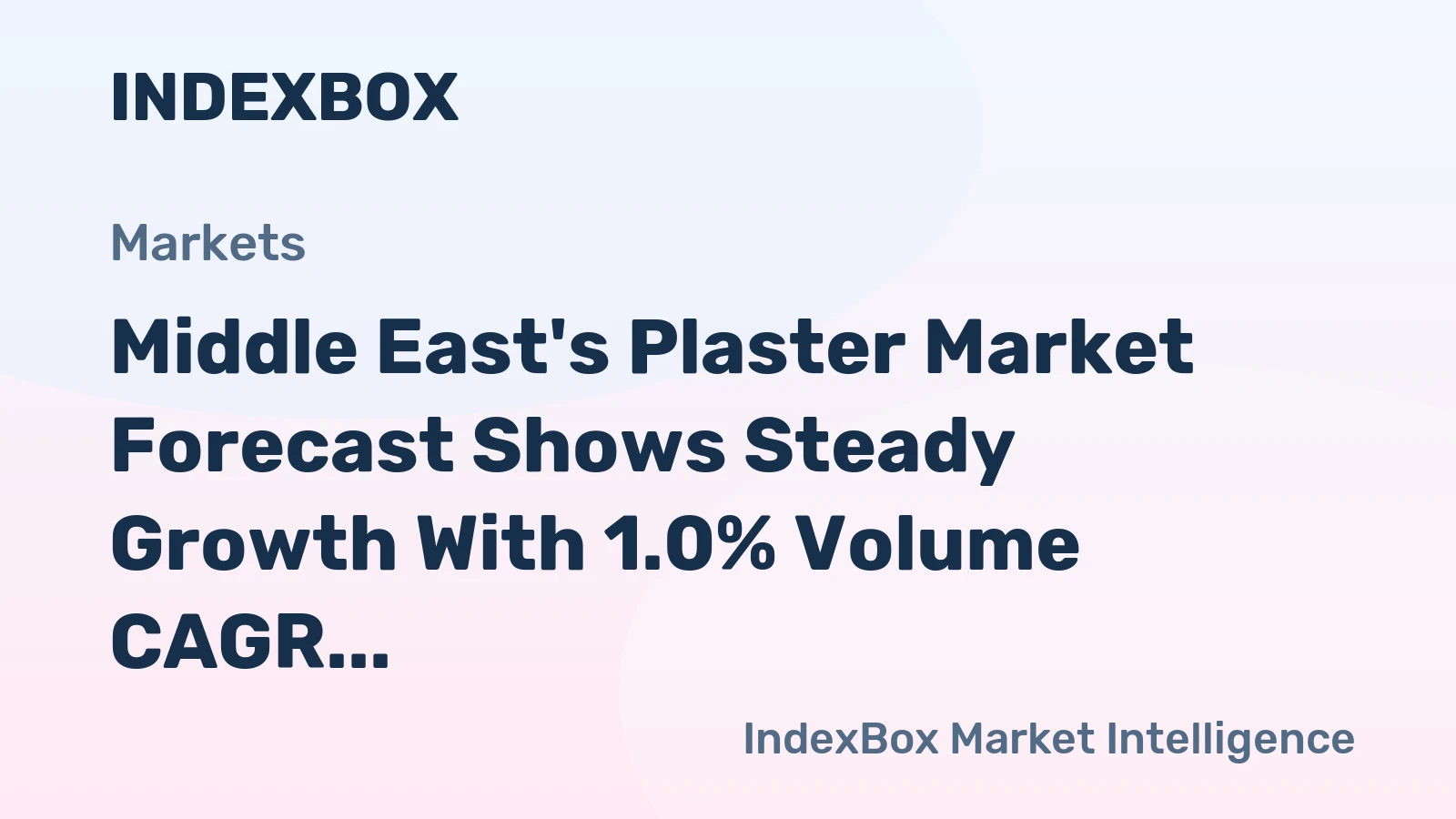 Middle East's Plaster Market Forecast Shows Steady Growth With 1.0% Volume CAGR Through 2035