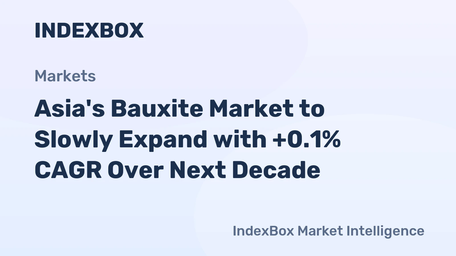 Asia's Bauxite Market to Slowly Expand with +0.1% CAGR Over Next Decade