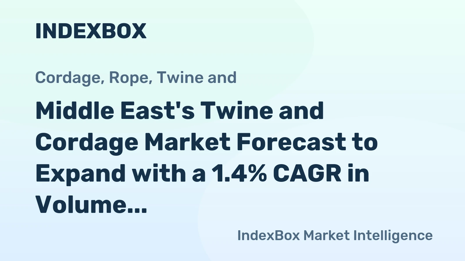Middle East's Twine and Cordage Market Forecast to Expand with a 1.4% CAGR in Volume